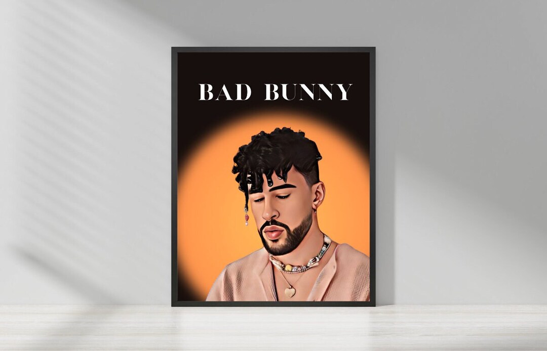 Bad Bunny Poster, Cartoon Celebrity Poster, Aura Poster, Digital Poster ...