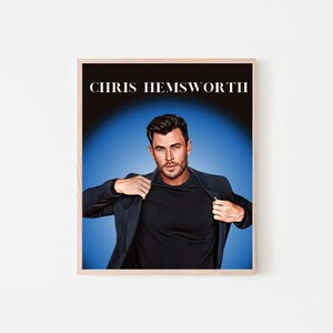 Chris Hemsworth Poster, Cartoon Celebrity Poster, Aura Poster, Digital ...