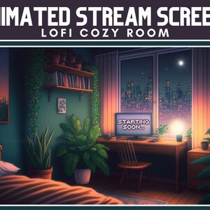 ANIMATED Twitch Scenes Lofi Cozy Room Stream Screens Cozy Lofi Desk ...
