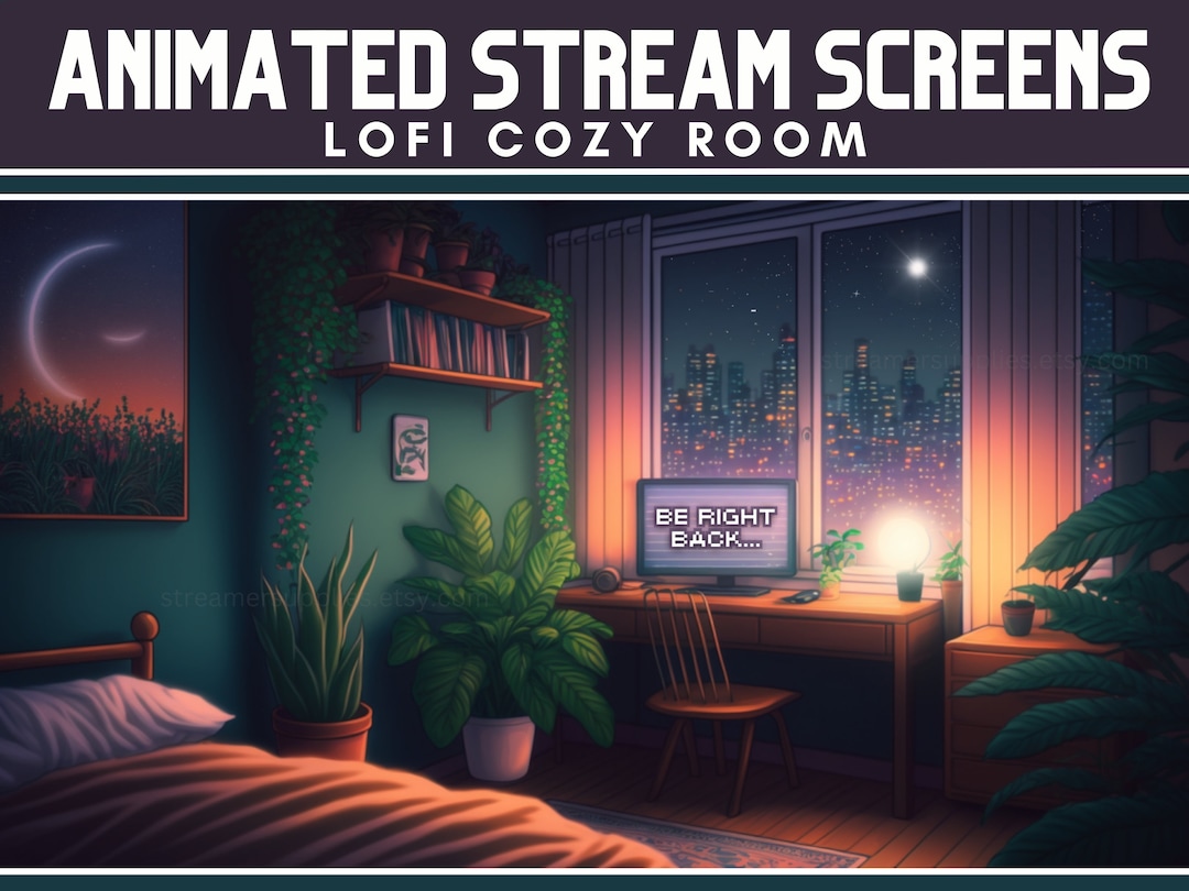 ANIMATED Twitch Scenes Lofi Cozy Room Stream Screens Cozy Lofi Desk ...