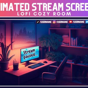 ANIMATED Twitch Scenes Lofi Cozy Room Stream Screens Cozy Lofi Desk ...