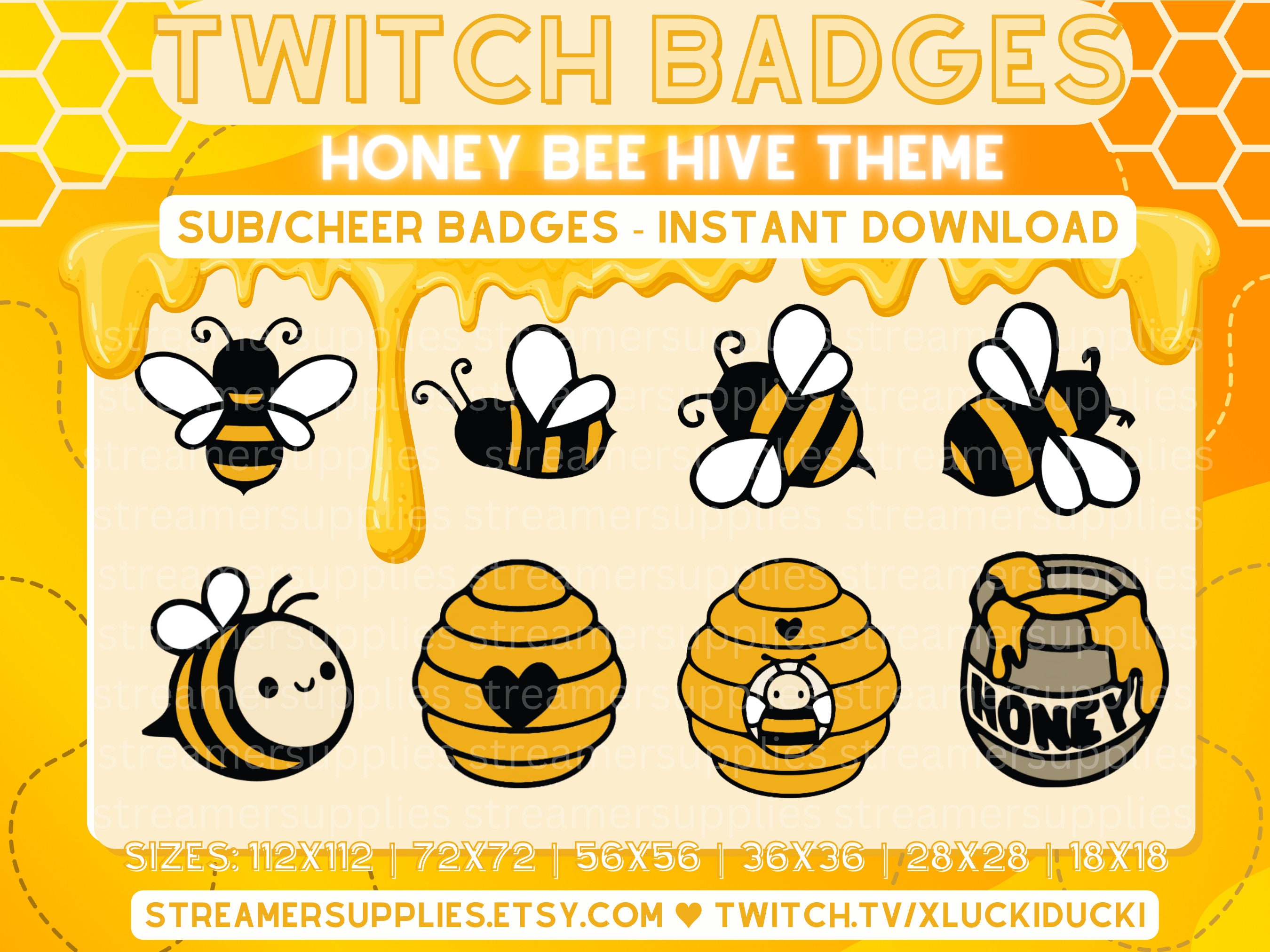 Twitch Emotes Bee Twitch Badge Cute Twitch Sub Badges Cute Twitch Bit ...