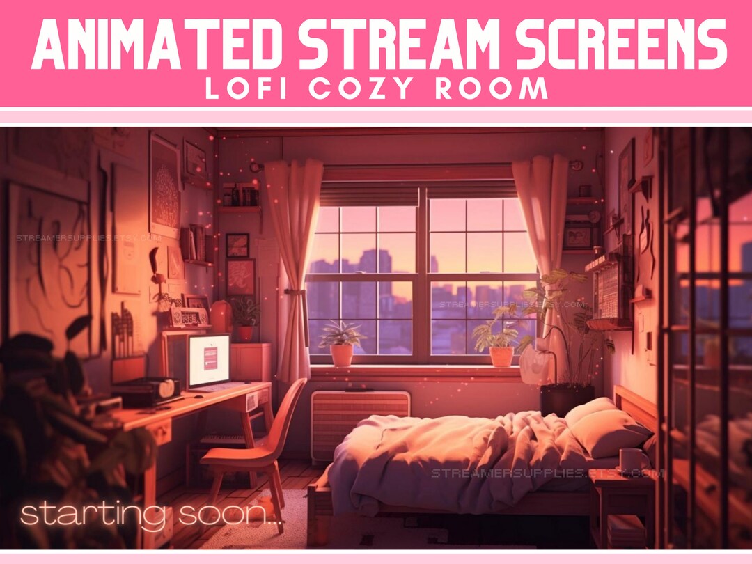 ANIMATED Twitch Scenes Lofi Cozy Room Stream Screens Cozy Lofi Desk ...