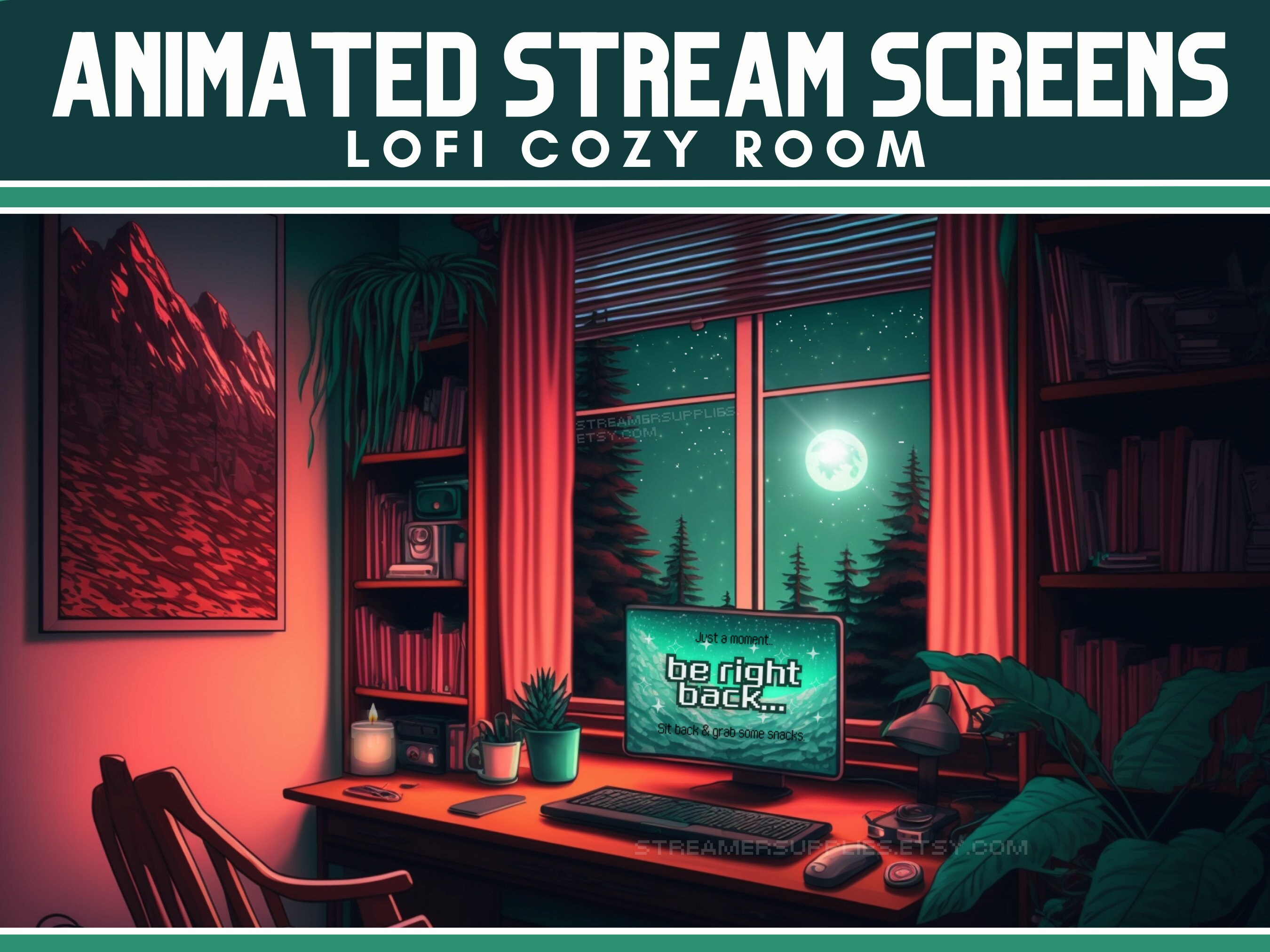 ANIMATED Twitch Scenes Lofi Cozy Room Stream Screens Cozy Lofi Desk ...