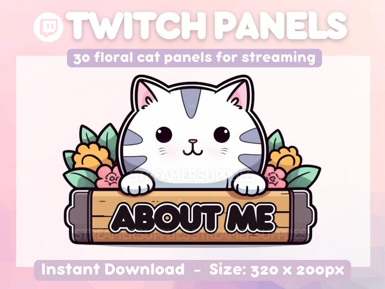 About Me Panel Twitch | Twitch Panels Cat, Flower Twitch Panels, Cozy ...
