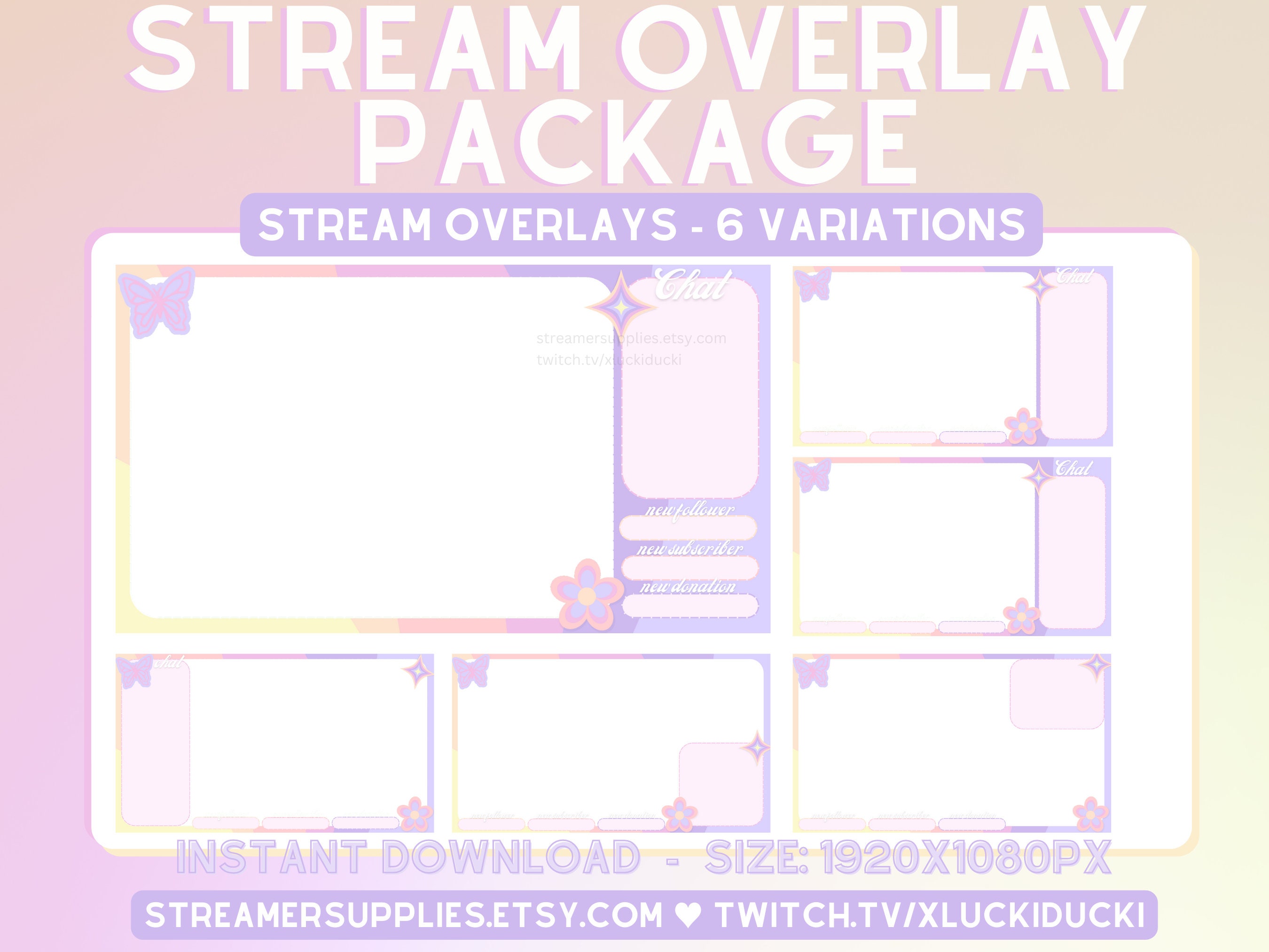 ANIMATED Twitch Overlay Package Webcam Border Pastel Twitch Overlays ...
