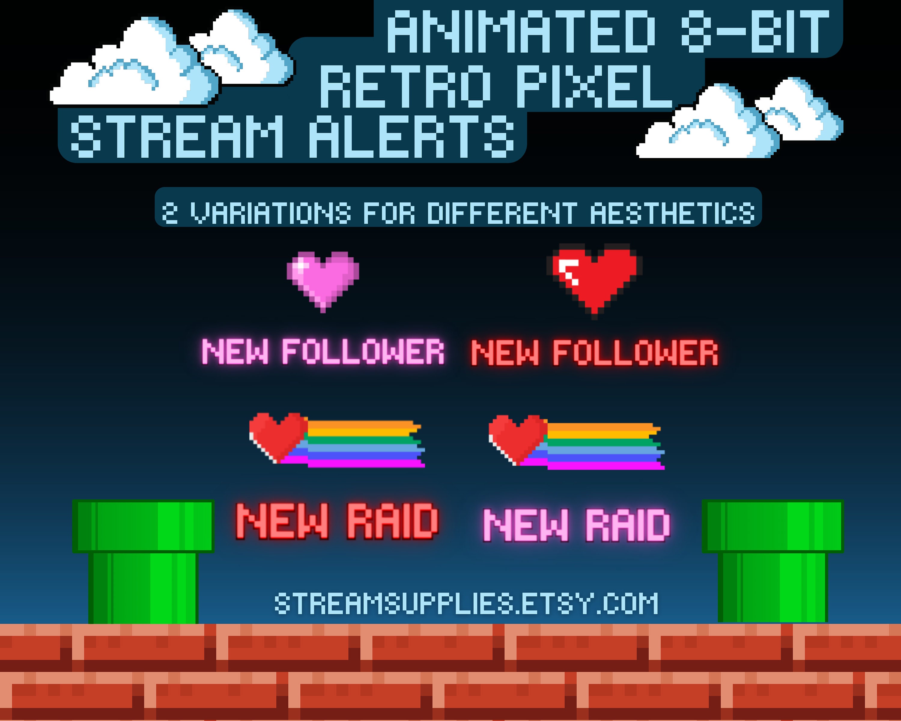 ANIMATED Twitch Alerts 8bit Stream Alerts Retro Twitch Alerts Y2k ...