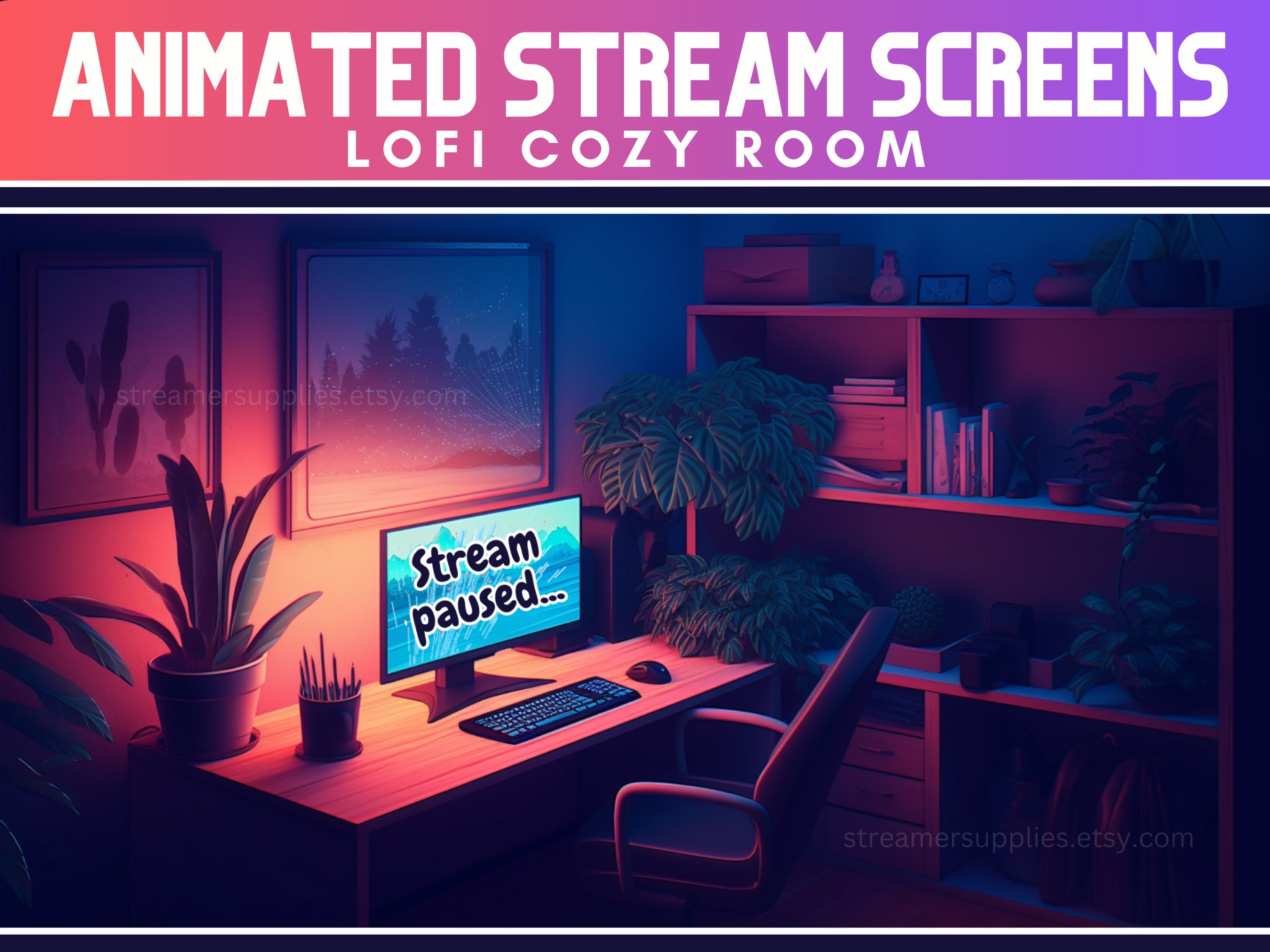 ANIMATED Twitch Scenes Lofi Cozy Room Stream Screens Cozy Lofi Desk ...