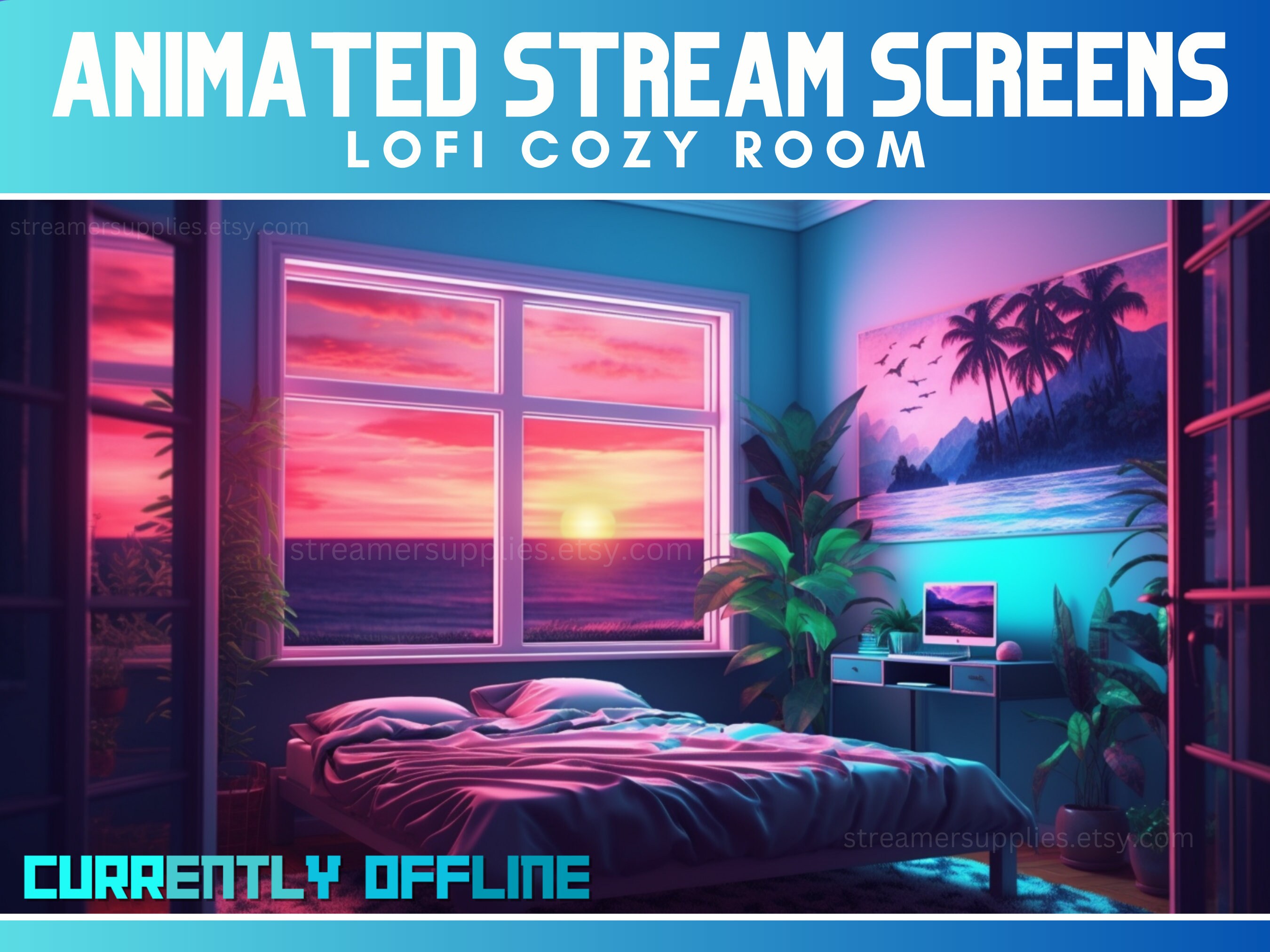 ANIMATED Twitch Scenes Lofi Cozy Room Stream Screens Cozy Lofi Desk ...