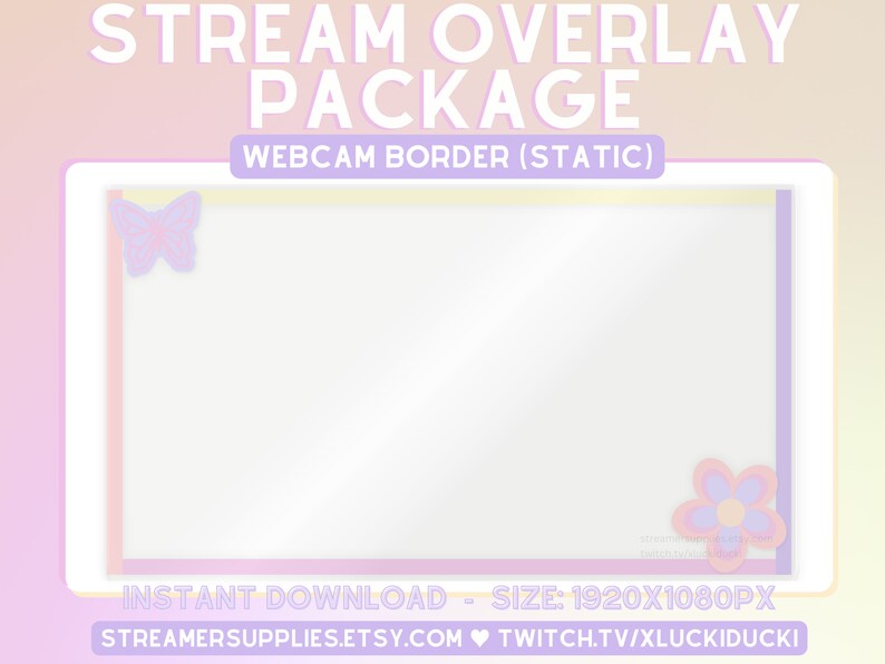 ANIMATED Twitch Overlay Package Webcam Border Pastel Twitch Overlays ...