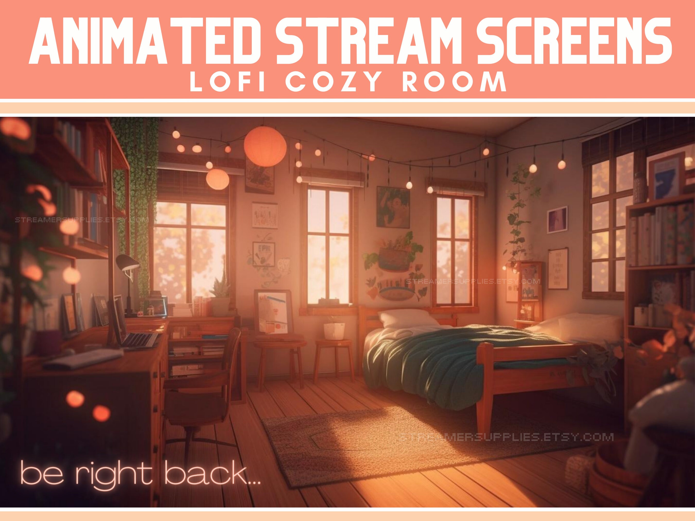 ANIMATED Twitch Scenes Lofi Cozy Room Stream Screens Cozy Lofi Desk ...