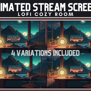 ANIMATED Twitch Scenes Lofi Cozy Room Stream Screens Cozy Lofi Desk ...