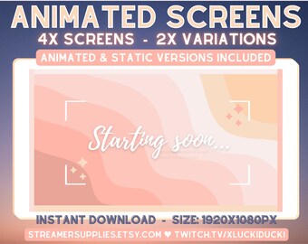 Animated Cute, Pink Stream Overlay Package starting Soon, Be Right Back ...