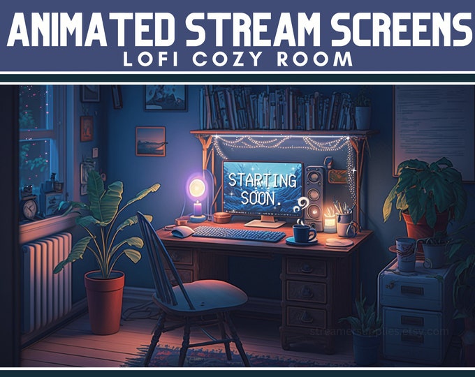 Animated Twitch Overlay Cozy Lofi Desk Stream Screen, Lofi Desk Stream ...