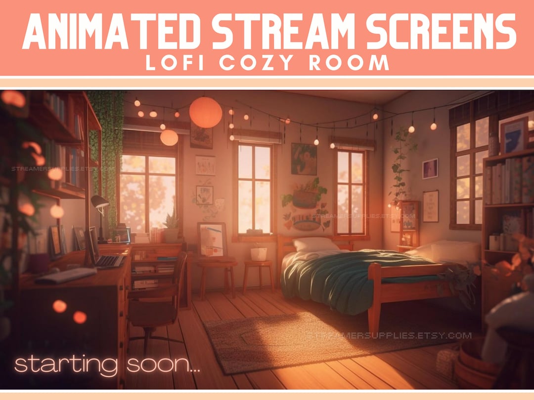 ANIMATED Twitch Scenes Lofi Cozy Room Stream Screens Cozy Lofi Desk ...
