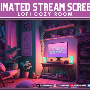 ANIMATED Twitch Scenes Lofi Cozy Room Stream Screens Cozy Lofi Desk ...
