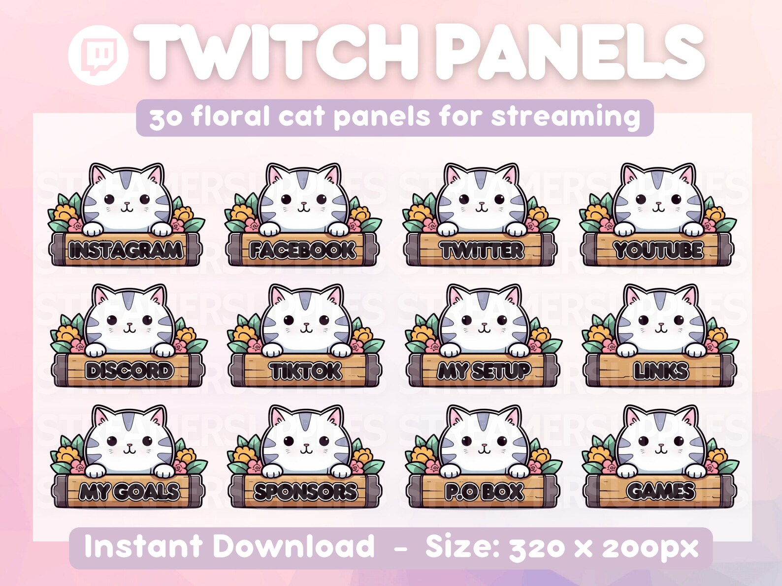 About Me Panel Twitch | Twitch Panels Cat, Flower Twitch Panels, Cozy ...