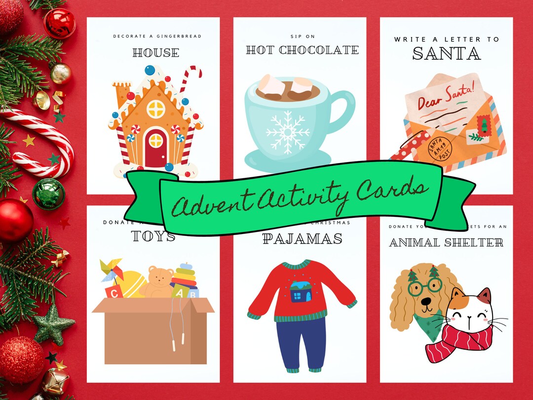 Printable Advent Calendar Cards Activity Christmas Holiday - Etsy