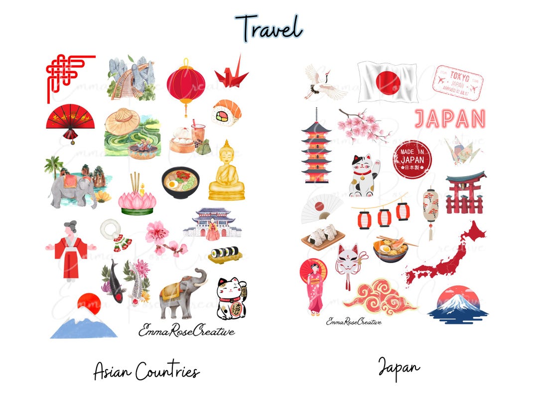 Travel Sheet Stickers; Travel, Asia, Japan, Wanderlust, Agenda, Planner ...
