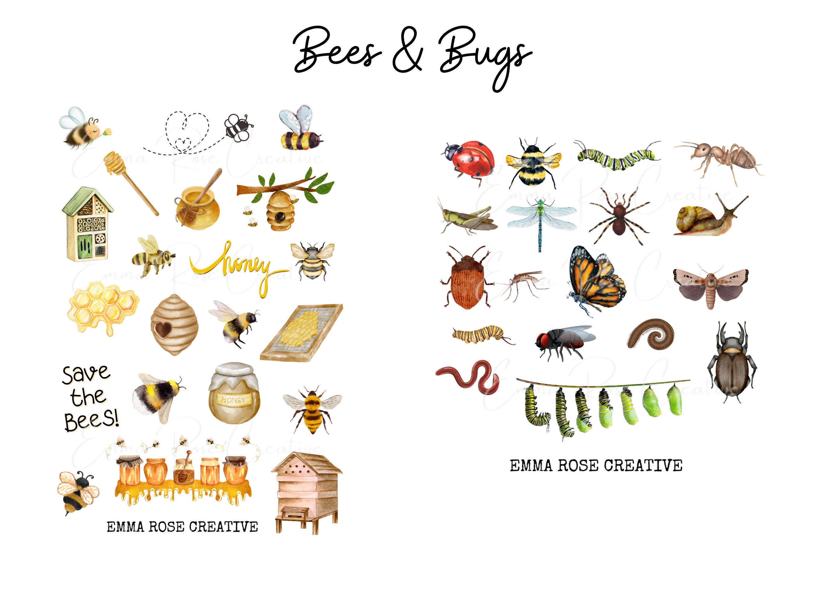Bugs & Bees Sheet Stickers Insects, Bugs, Bee, Honeybee, Crawling ...