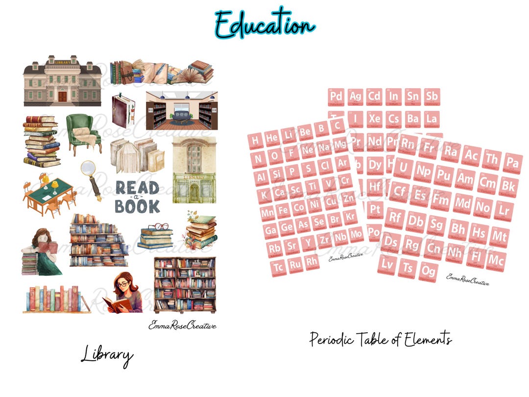 Education, Sheet Stickers: Library, Research, Read, Learn, Educate ...