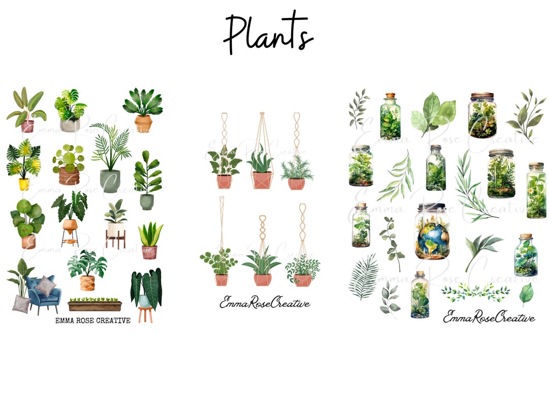 Plants Sheet Stickers - Potted, Hanging, Greenery, Horticulture, Life ...