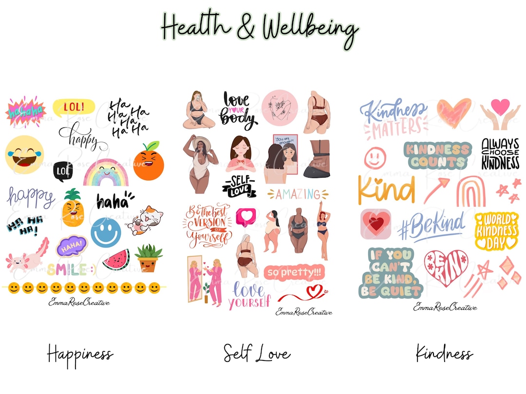 Health & Wellbeing Sheet Stickers; Feminine, Beauty, Confidence, Pride ...