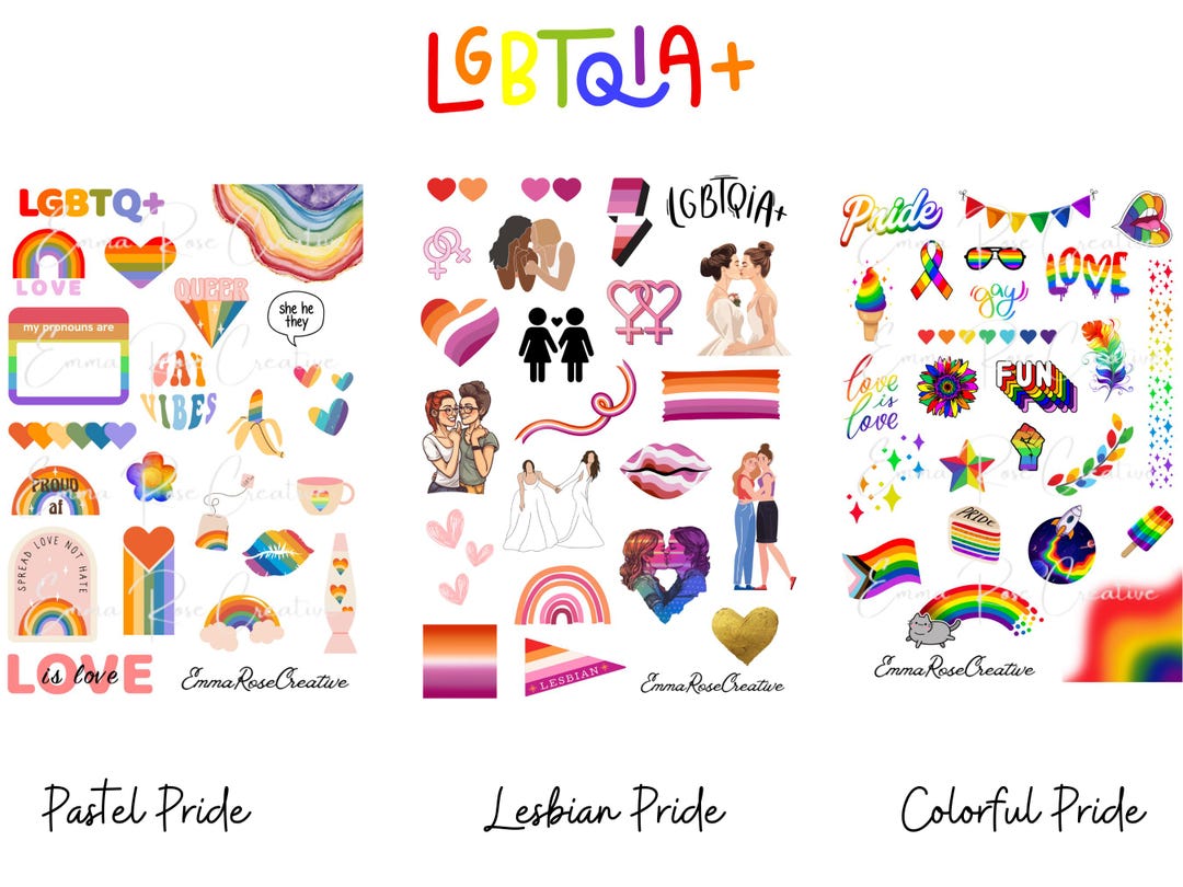 LGTBQIA++ - Sheet Stickers - Rainbow, Gay, Pride, Lesbian, Love ...