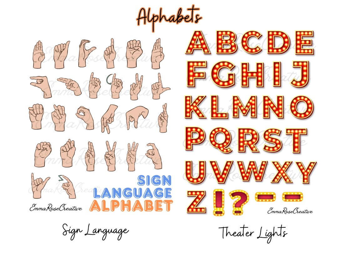 Alphabet Sheet Stickers - Sign Language, Motions, Deaf, Theater, Lights ...