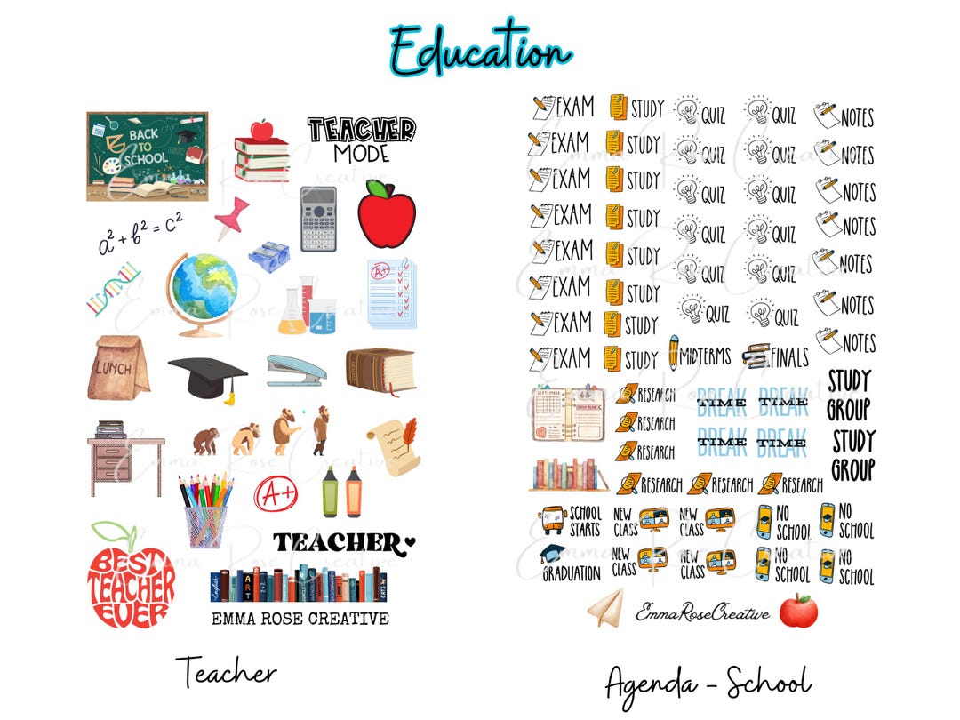 Education Sheet Stickers - Teacher, Role Model, Educate, Learn, Teach ...