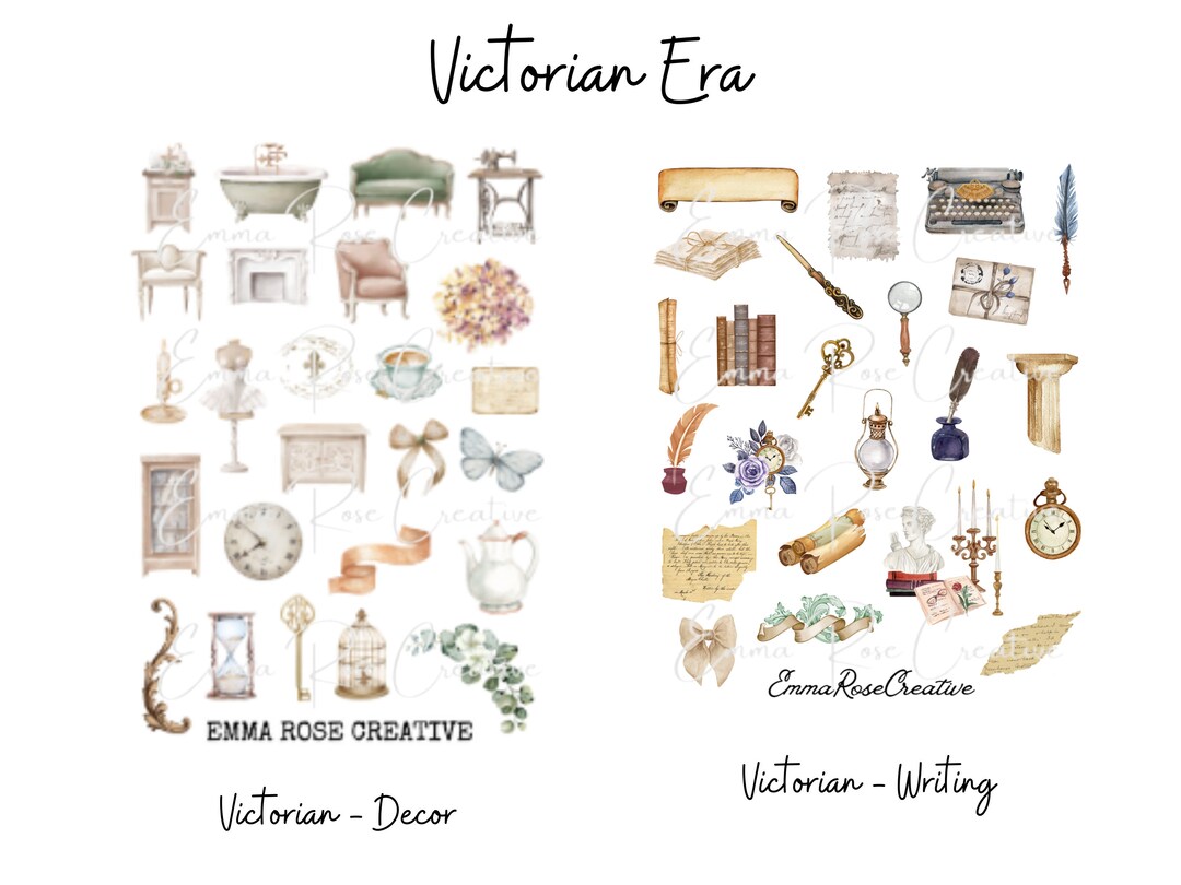 Victorian Era Sheet Stickers Writing, Quill, Ink, Decor, Furniture ...