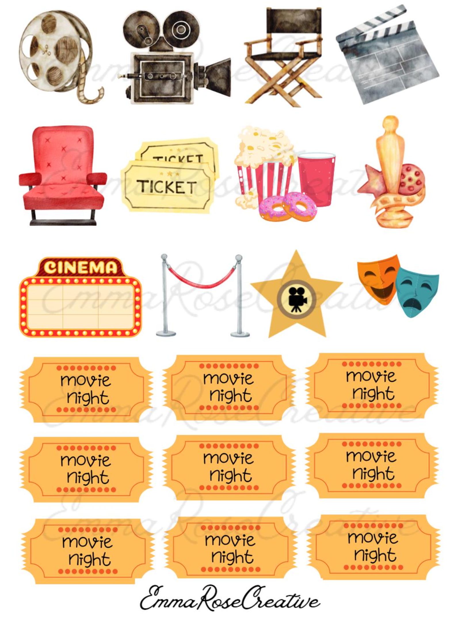 Movies & Theater Sheet Stickers; Entertainment, Art, Genre, Talent, Act ...