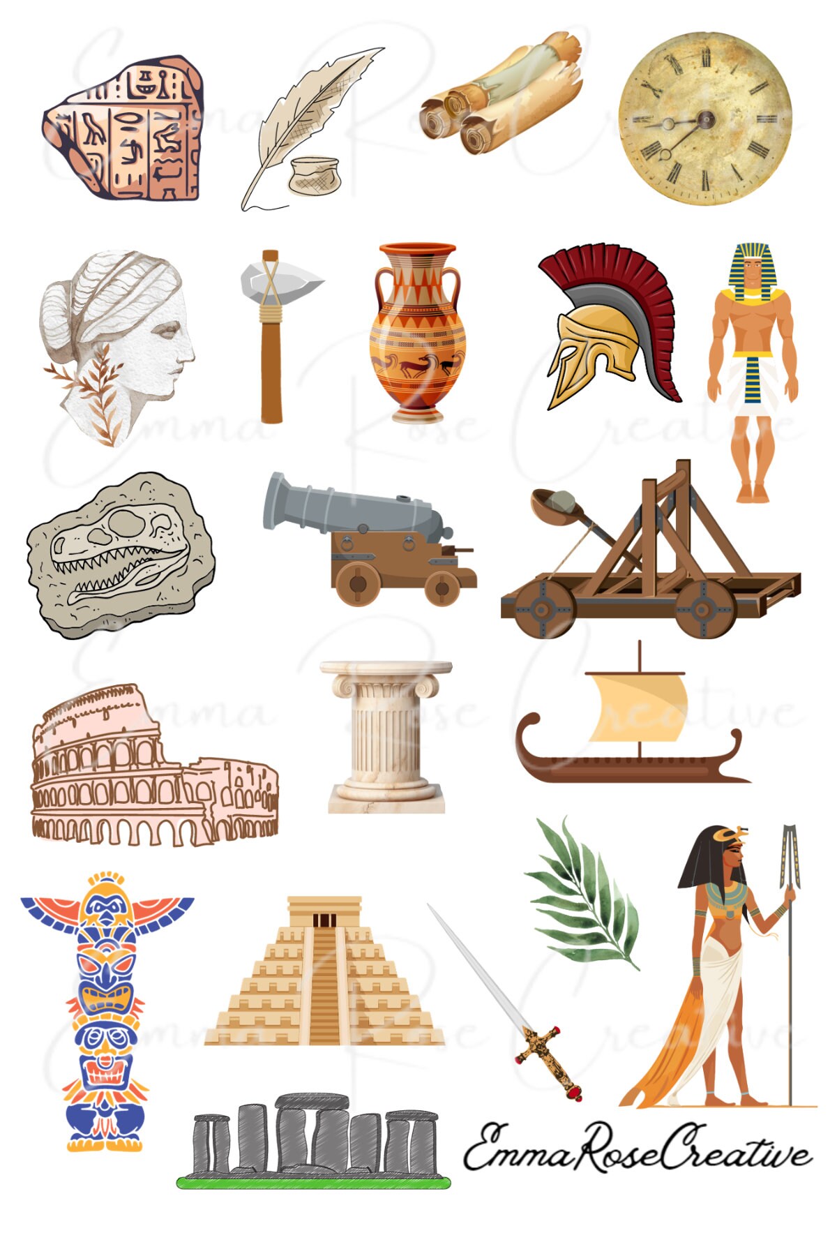 Ancient Times, Ancient Egypt, Roman Empire Sheet Stickers; Historical ...