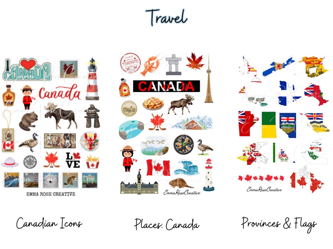 Canada Sheet Stickers - Canadian, Provinces, Pride, Twoonie, Moose ...