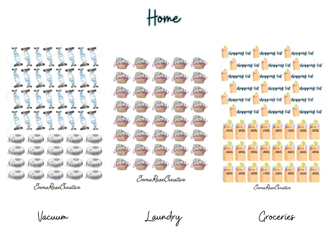 Home Sticker Sheets - Cleaning, Chores, Vacuum, Laundry, Tidy, List ...