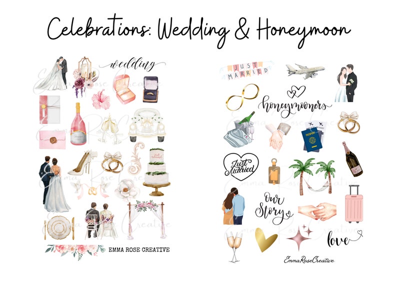 Celebrations: Wedding & Honeymoon Sheet Stickers Celebrate, Congrats ...