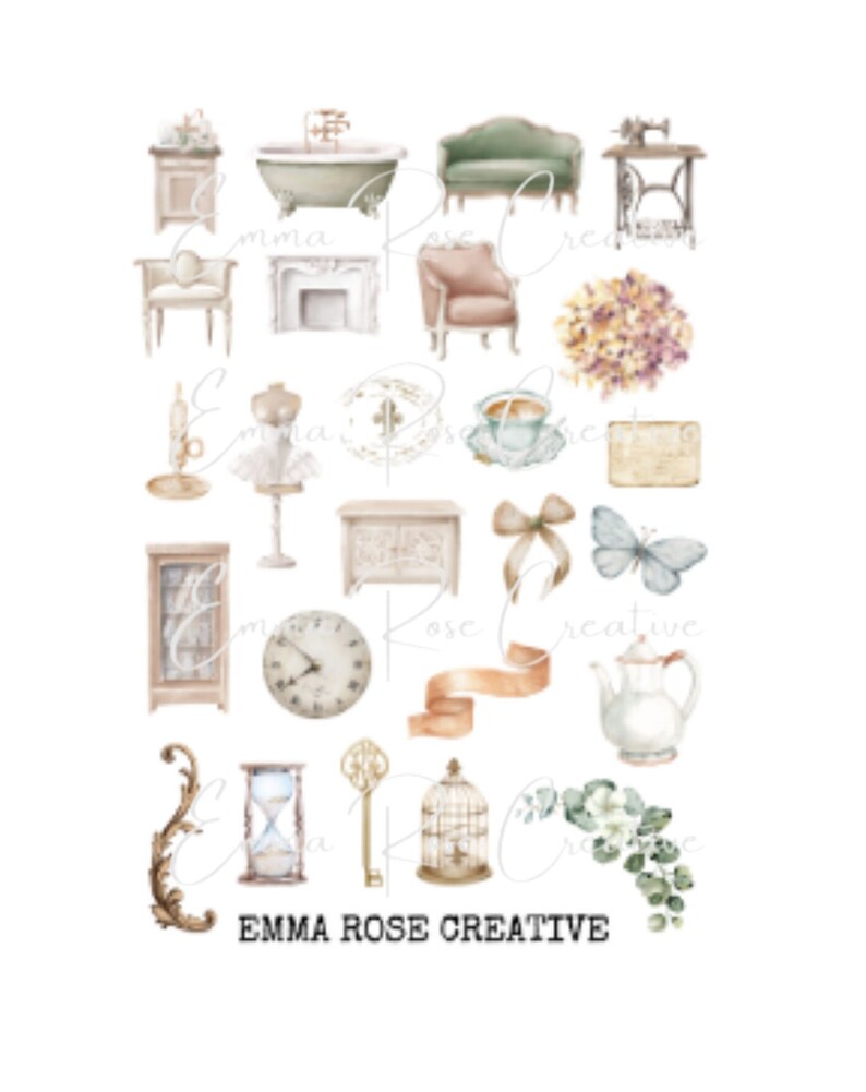 Victorian Era Sheet Stickers Writing, Quill, Ink, Decor, Furniture ...