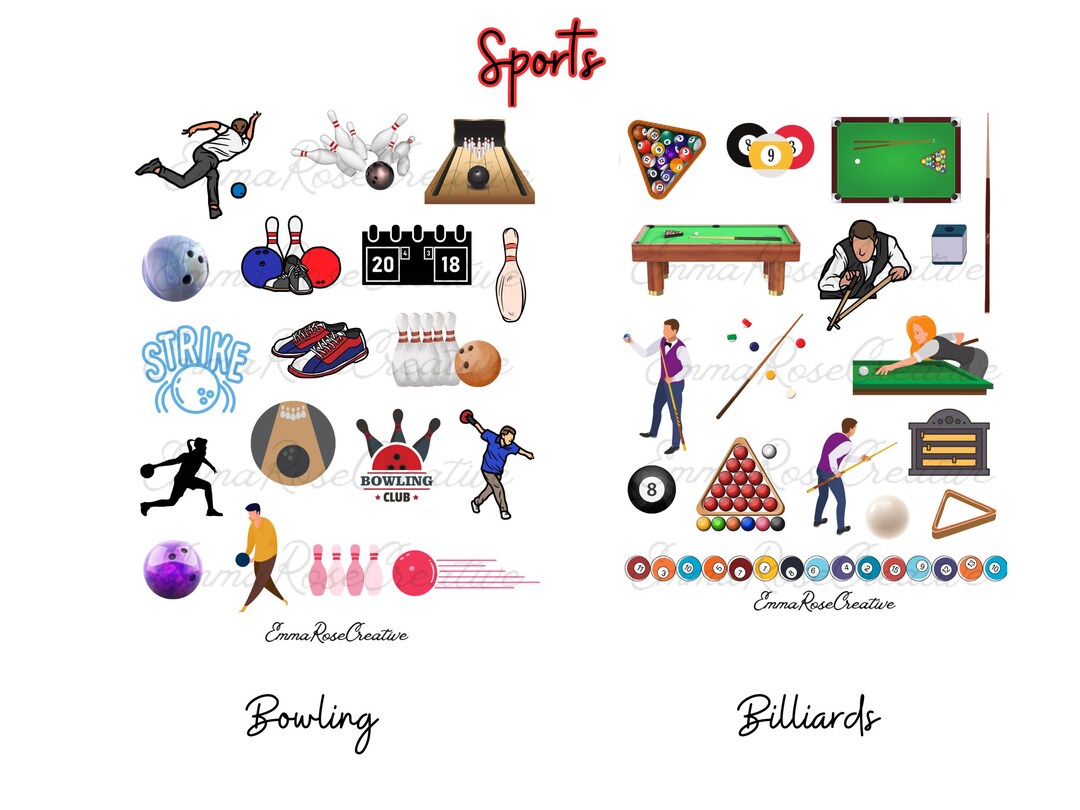 Sports: Bowling and Billiards - Sheet Stickers - Compete, Tournament ...