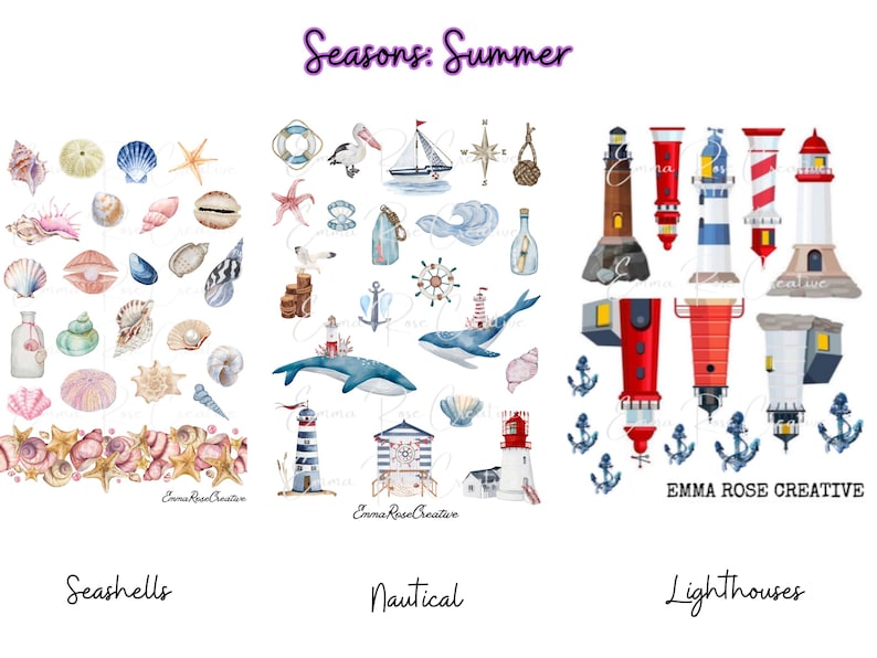 Summer Sheet Stickers - Seashells, Beach, Sunny, Relax, Shells ...