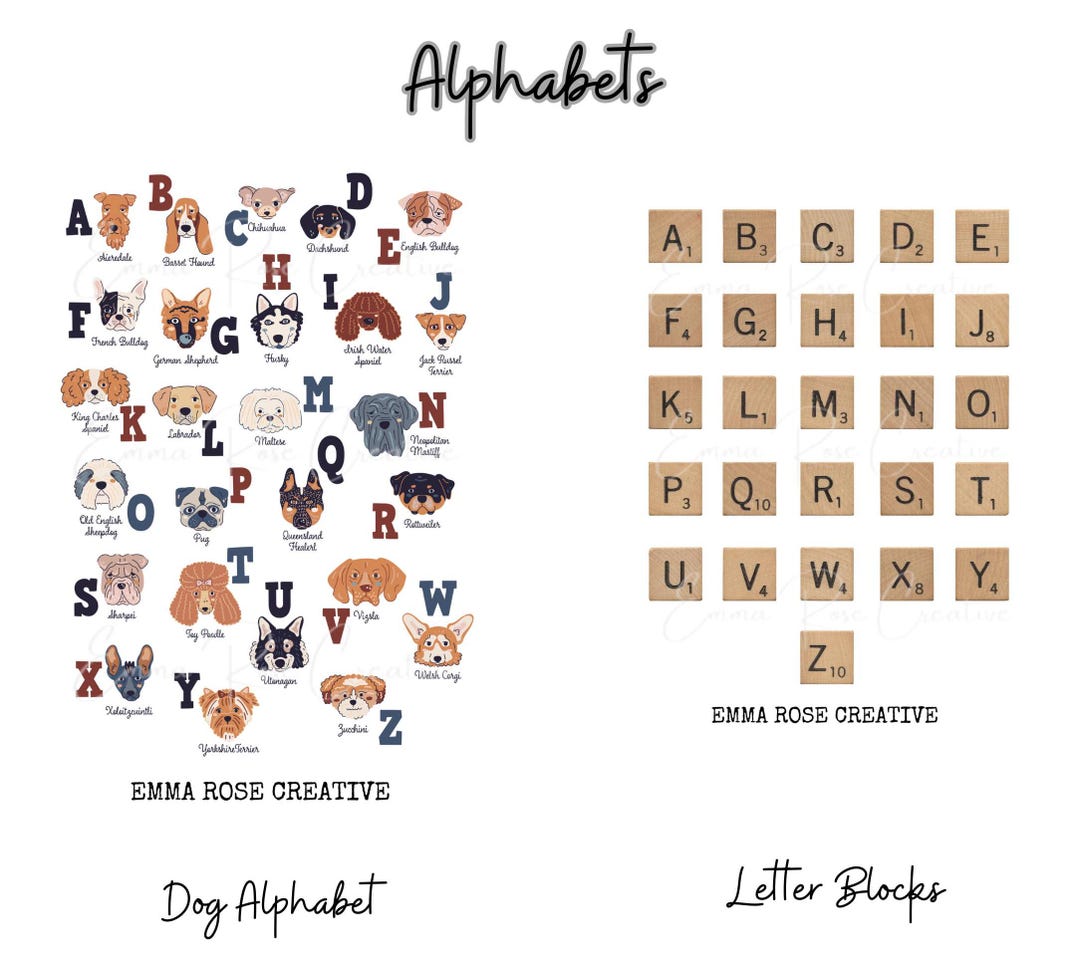 Alphabets Sheet Stickers - Colorful, Dogs, Letter Tile, Letters, Canine ...