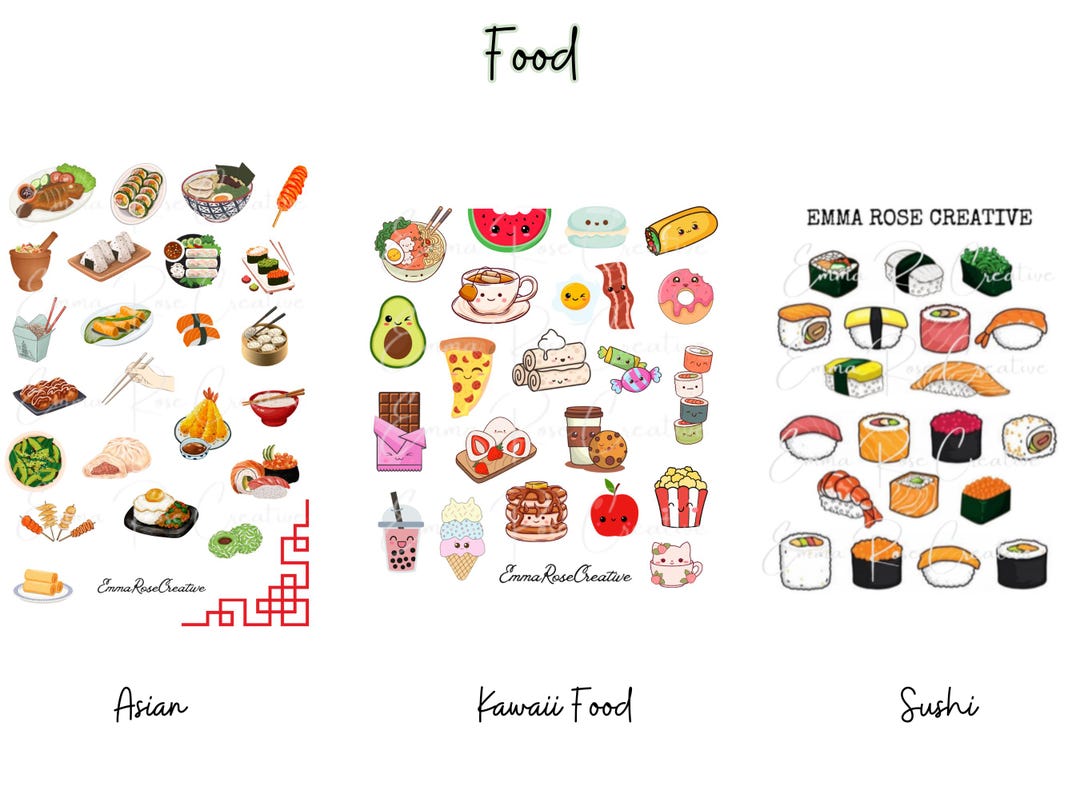 Food Sheet Stickers - Food, Animals, Cute, Drawing, Agenda, Planner ...