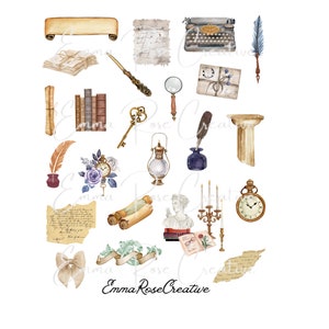 Victorian Era Sheet Stickers Writing, Quill, Ink, Decor, Furniture ...