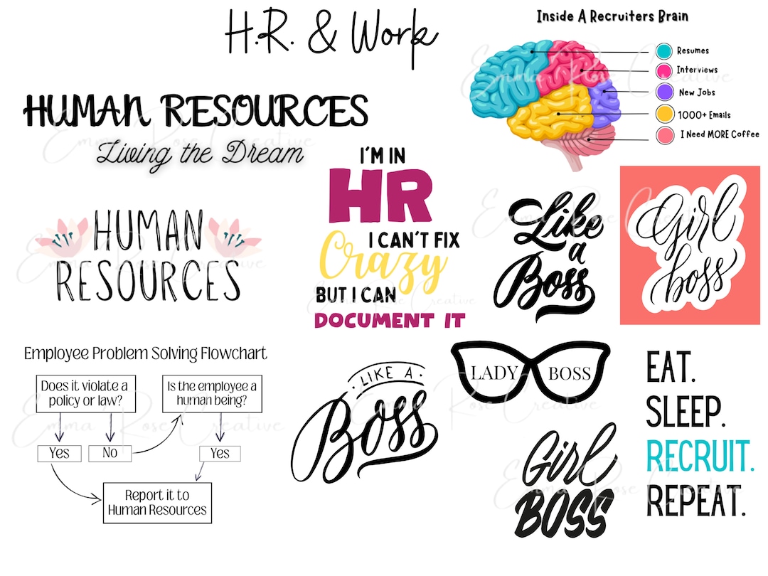 Human Resources & Work DIE CUT Stickers H.R., Department, Boss, Work ...
