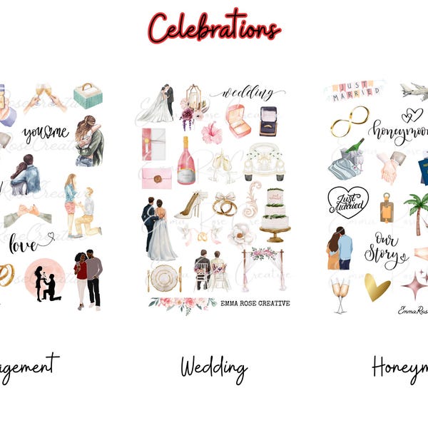 Scrapbook Stickers Wedding - Etsy