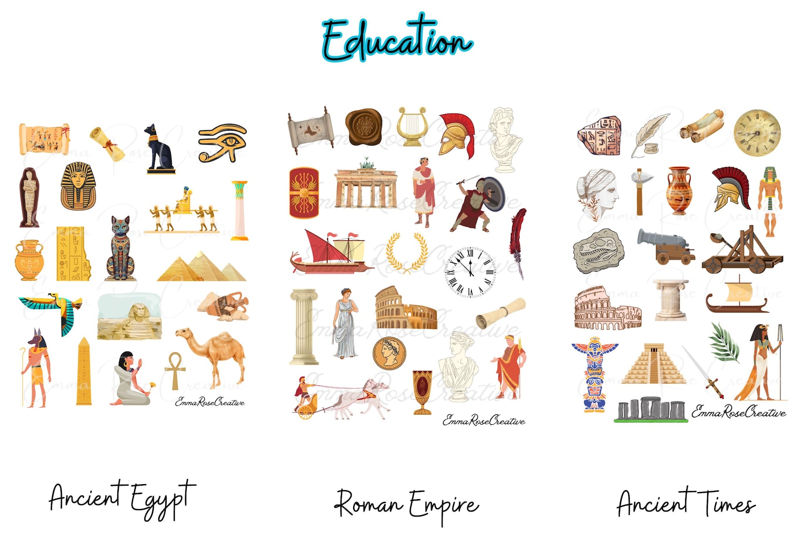 Ancient Times, Ancient Egypt, Roman Empire Sheet Stickers; Historical ...