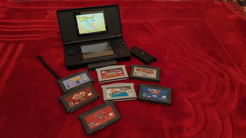 100% Authentic Nintendo DS Lite Console Black Color Plus 8 GBA Games ...