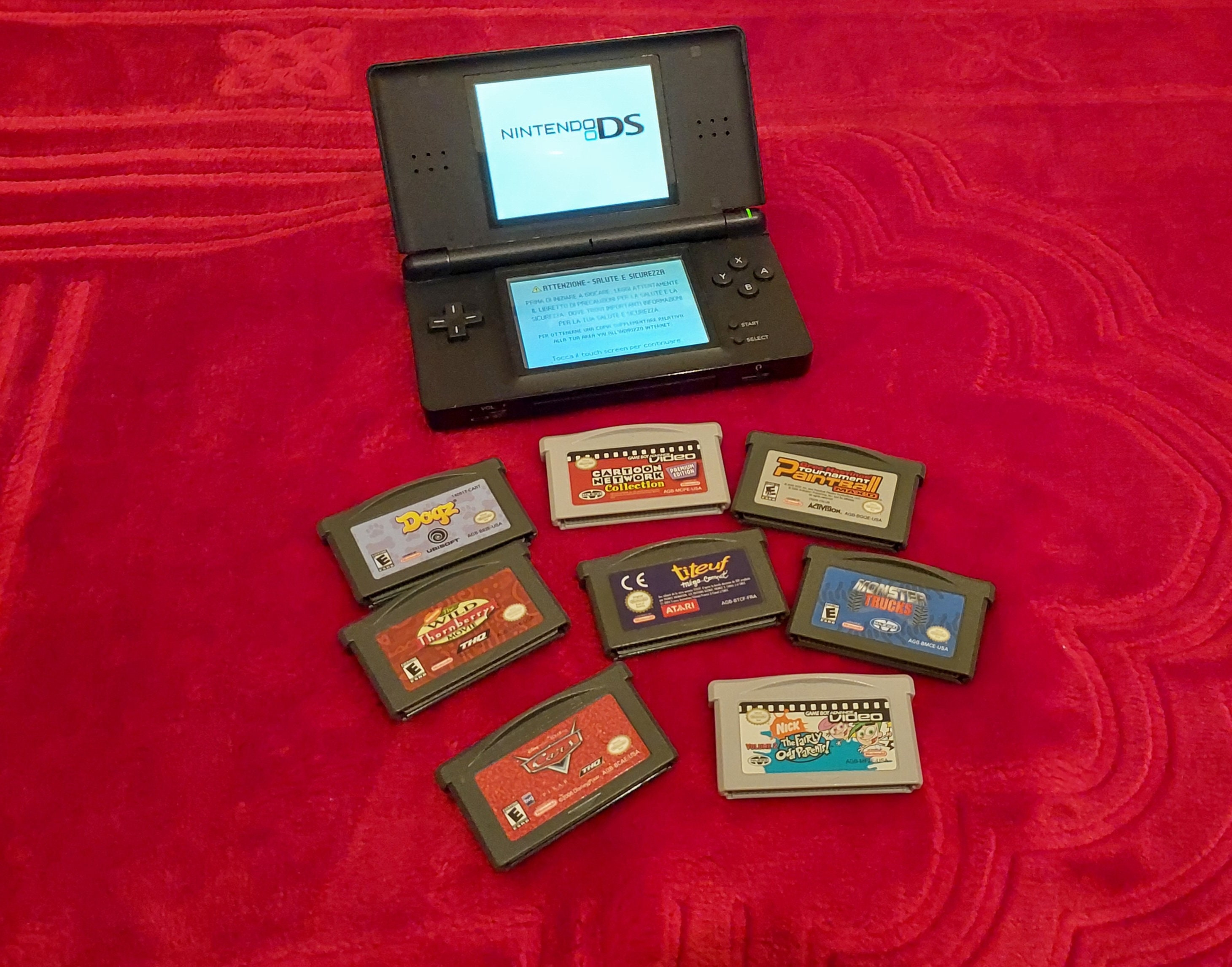 100% Authentic Nintendo DS Lite Console Black Color Plus 8 GBA Games ...