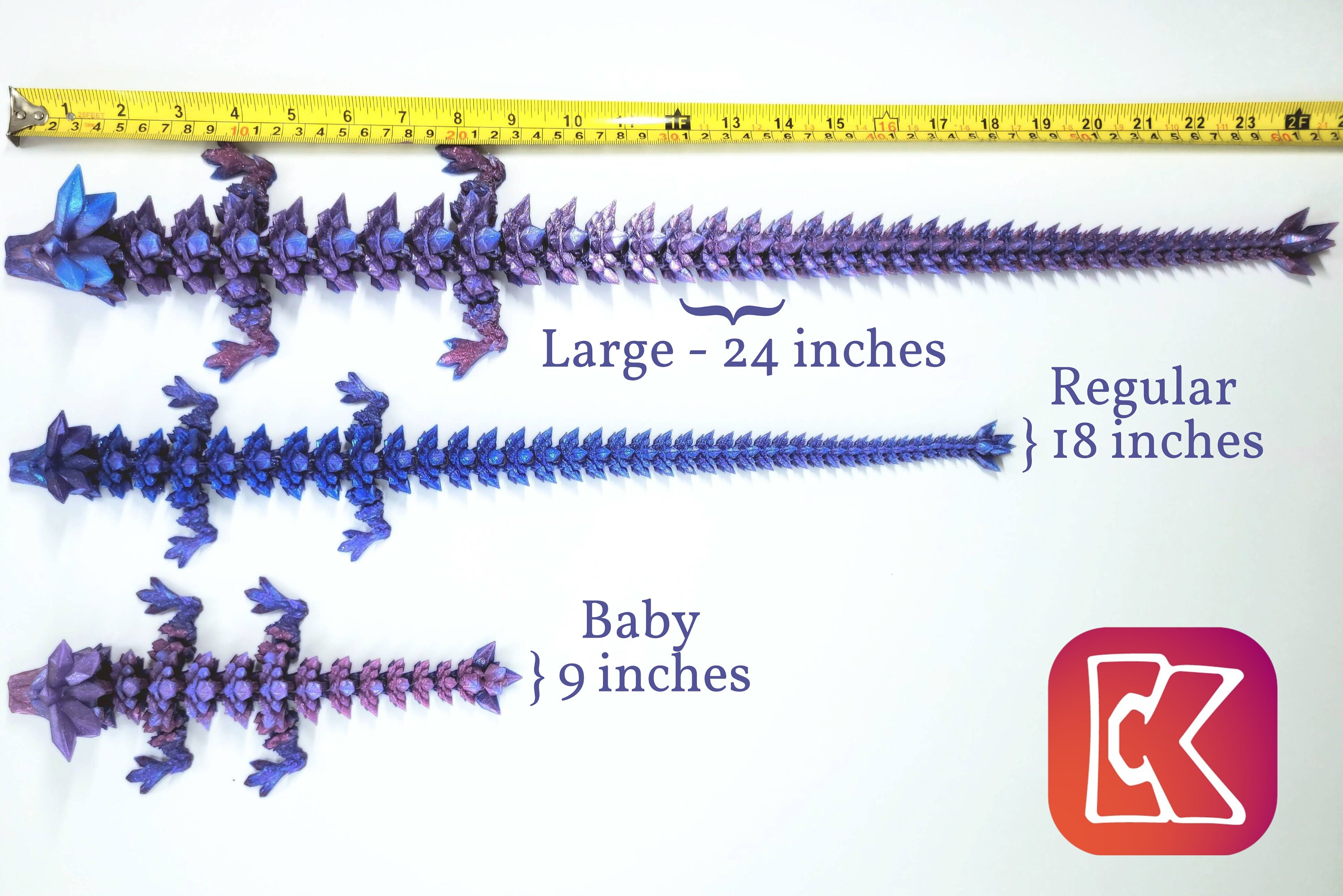 3D Printed Articulated Crystal Dragon, Fidget Toy, Decoration, Model ...