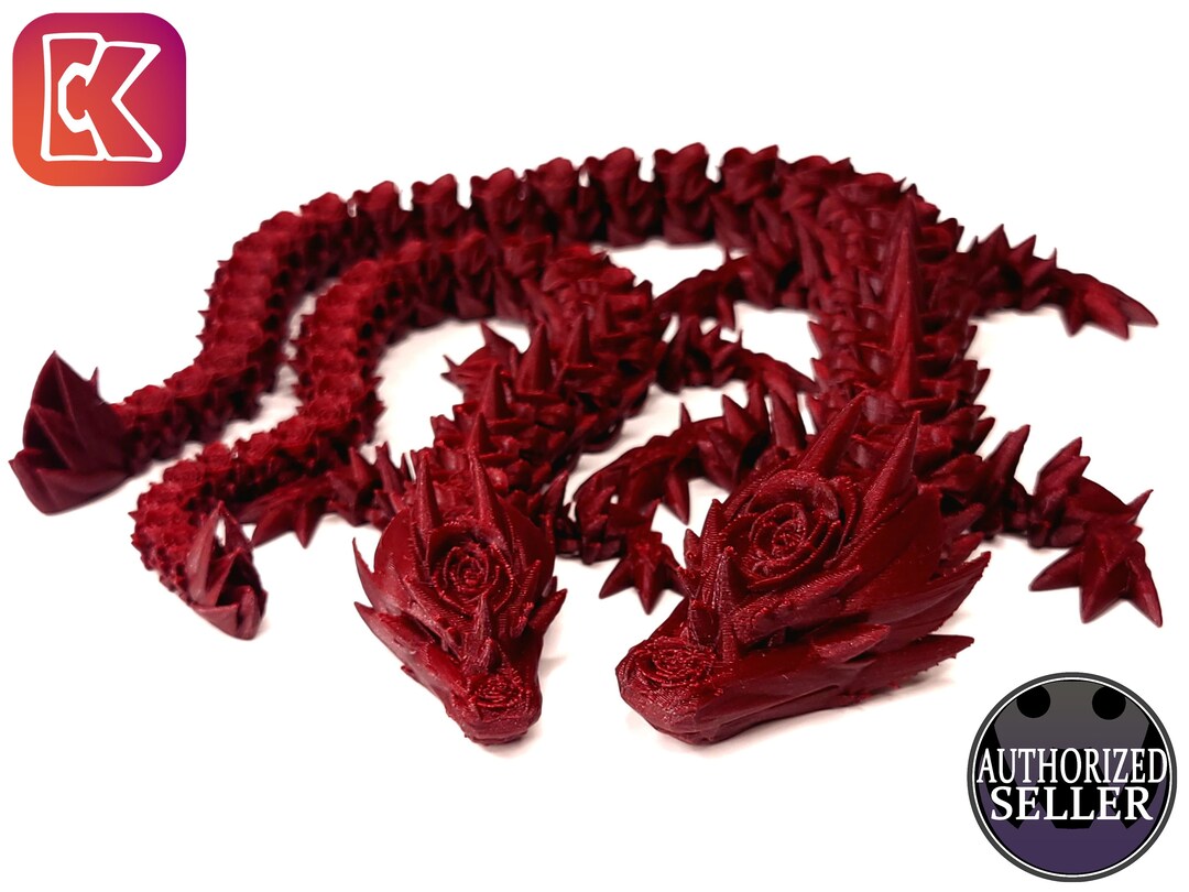 Rose Dragon, 3D Printed Articulated Fidget Toy, Decoration, Model With ...