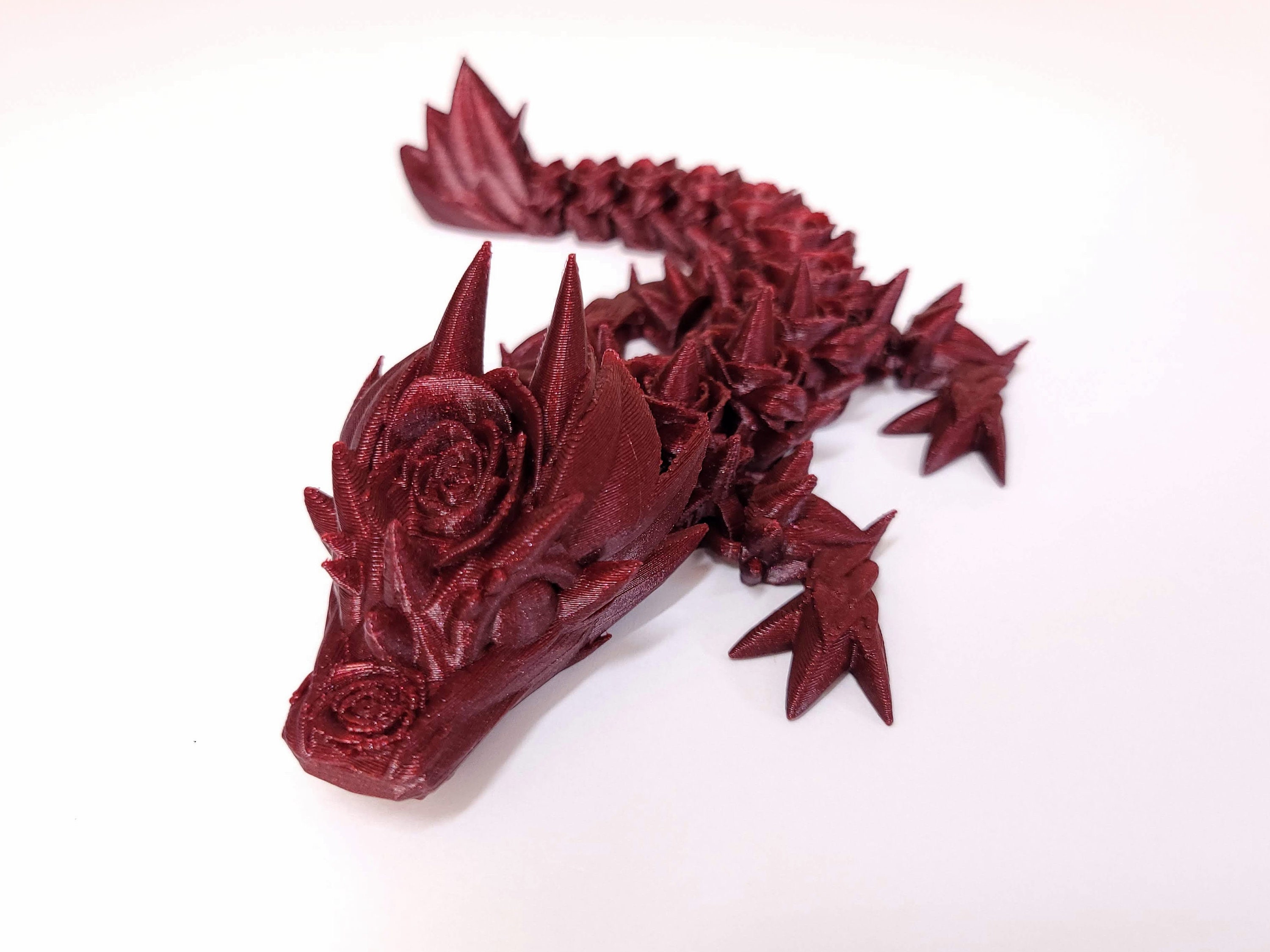 Rose Dragon, 3D Printed Articulated Fidget Toy, Decoration, Model With ...